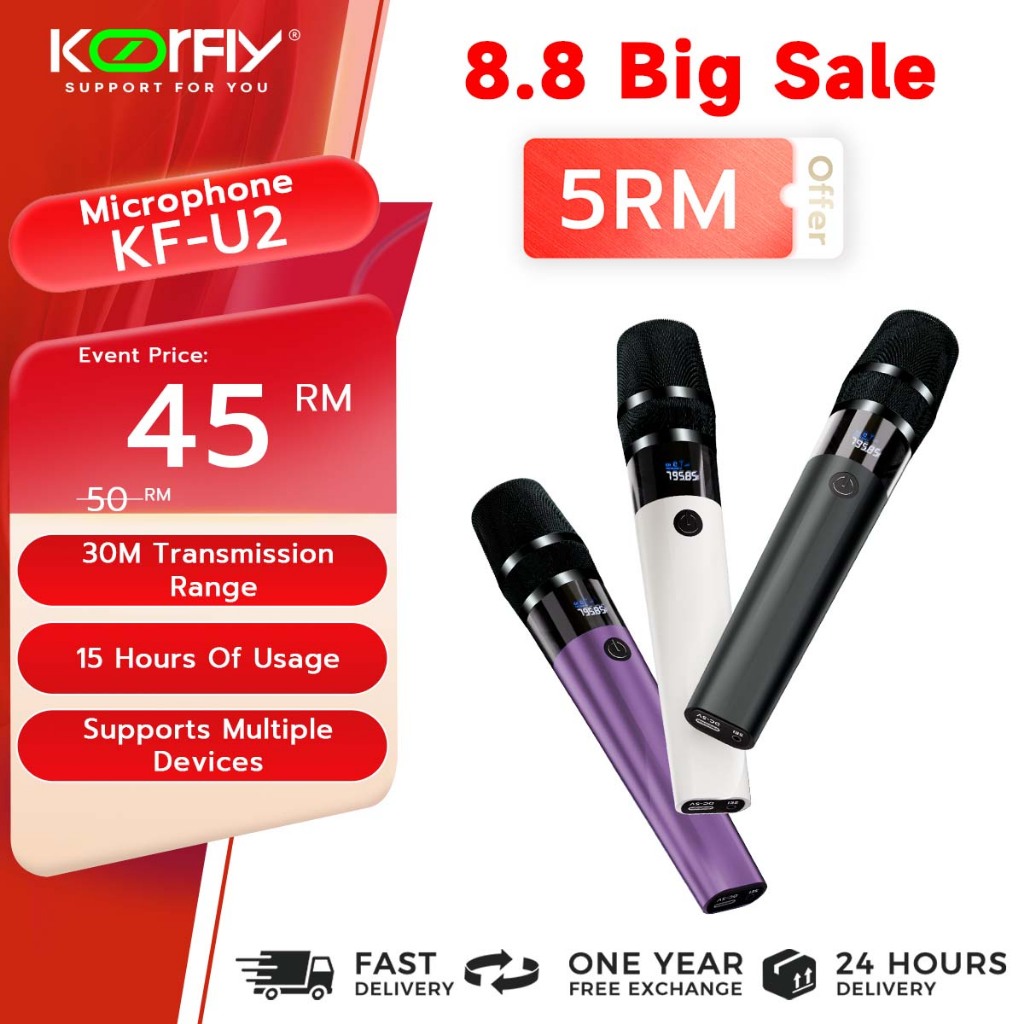 Koorfly KF-U2-Mic Microphone Wireless karaoke Noise Cancellation ...