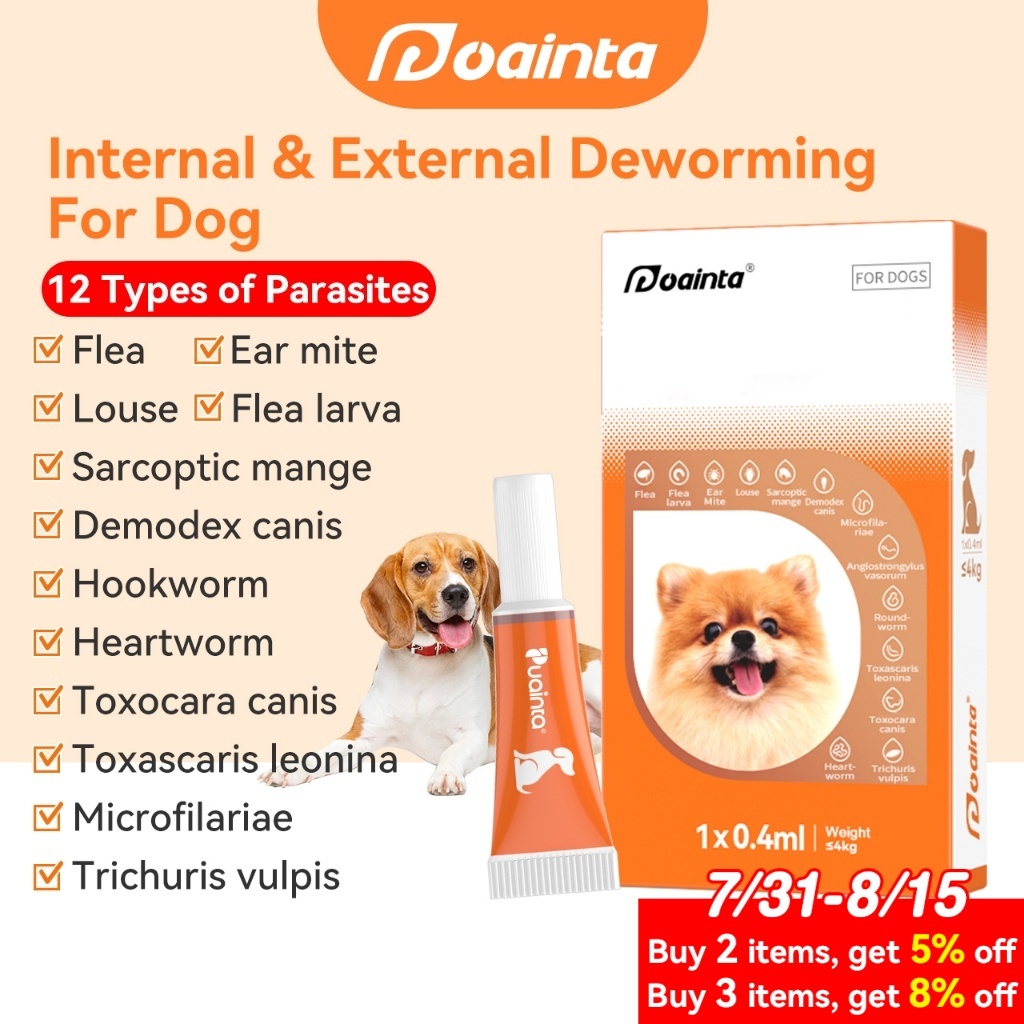 PUAINTA 2-IN-1 Internal & External Deworming for Dog Anti Flea Ear Mite ...