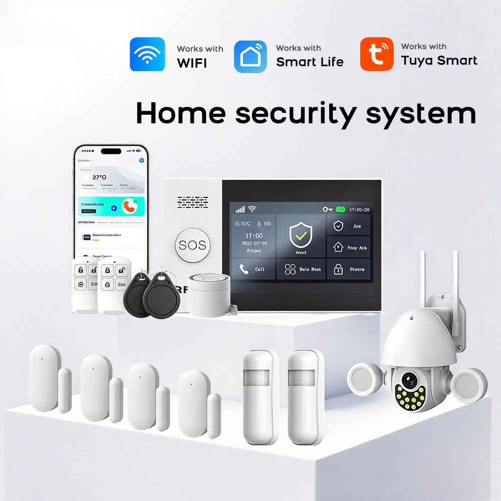 PG-107 Tuya Wireless Home WIFI GSM Home Security 4-way wired defense ...