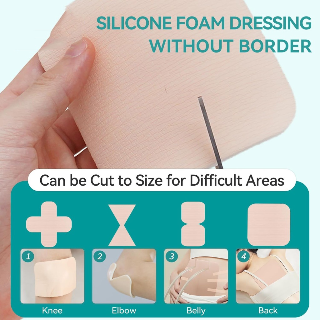 Foam Dressing Sterile Borderless Wound Dressing Waterproof Breathable ...