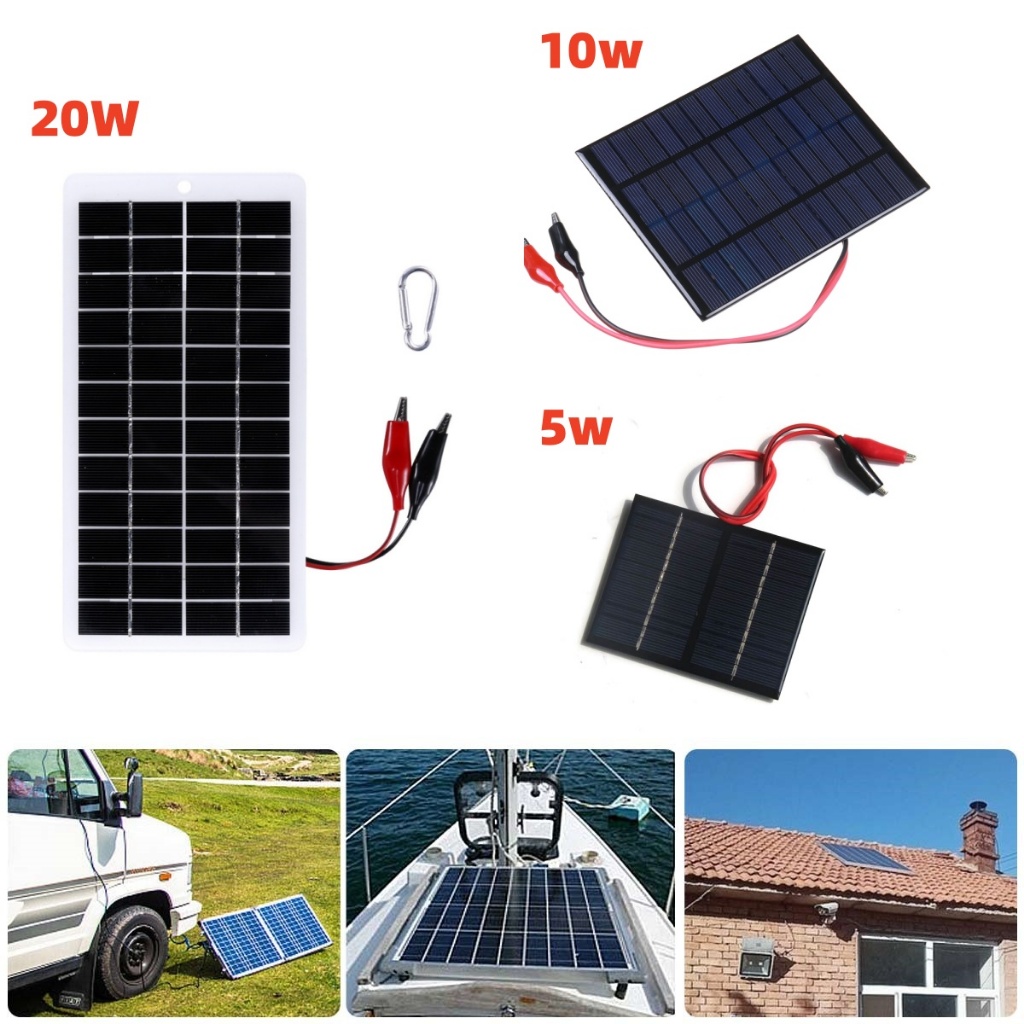 12V 5W/10W/20W Solar Panel Mini Polysilicon Solar Cell with Cable Mini ...