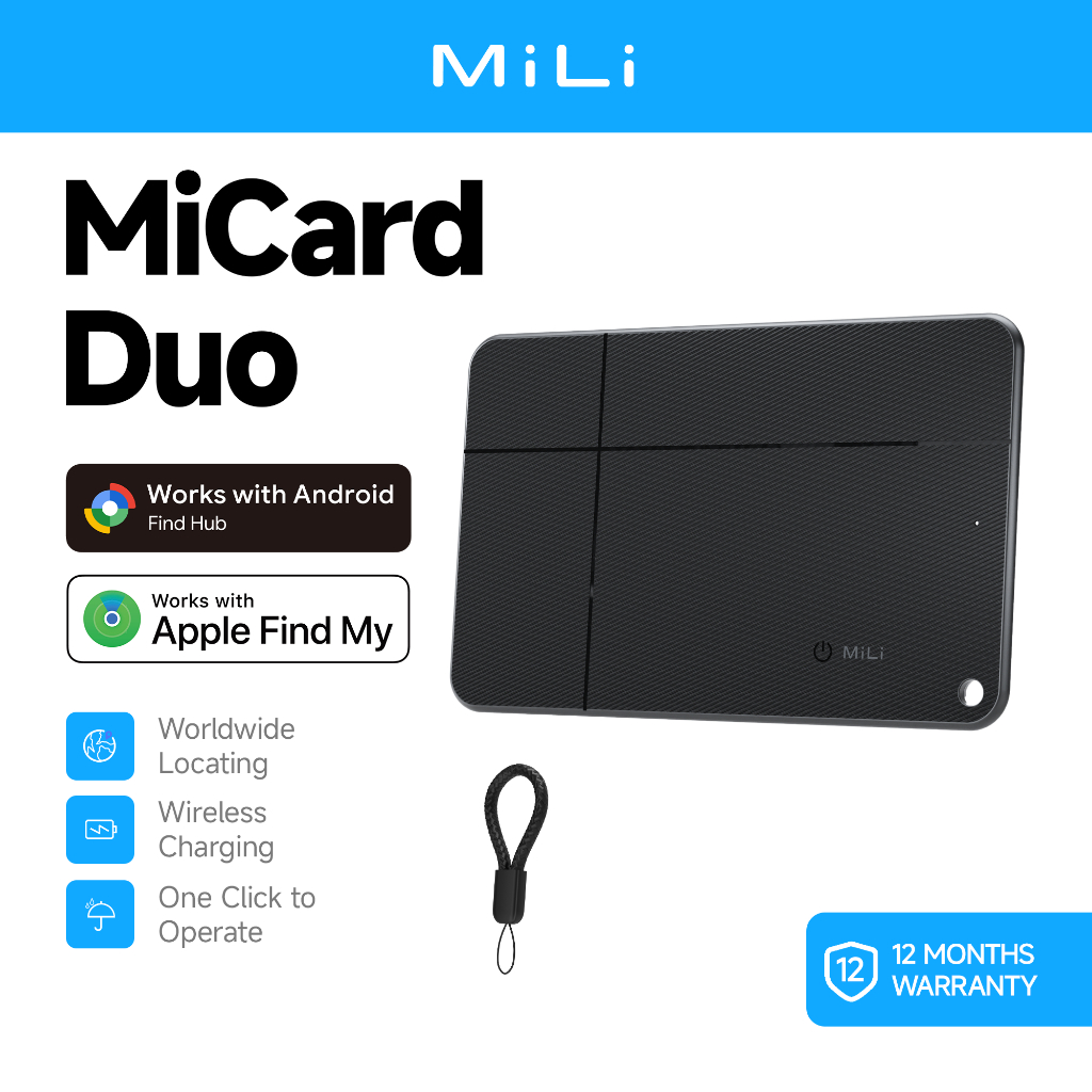 MiLi MiCard Duo Smart Card Bluetooth Tracker Wallet Finder for iOS or Android with Lost Mode and ...