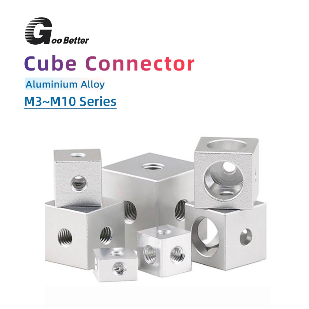 M3 M4 M5 M6 M8 M10 Cube Connector Aluminium Fixing Bracket Square ...
