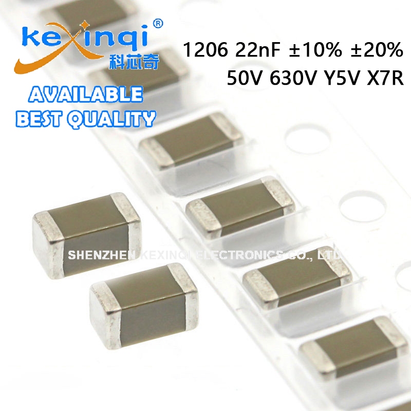 (10pcs) 1206 22nF ±10% ±20% 50V 630V Y5V X7R SMD Chip Multilayer ...