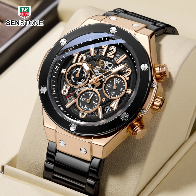 SENSTONE Jam Tangan Lelaki Original Waterproof Stainless Steel Strap ...