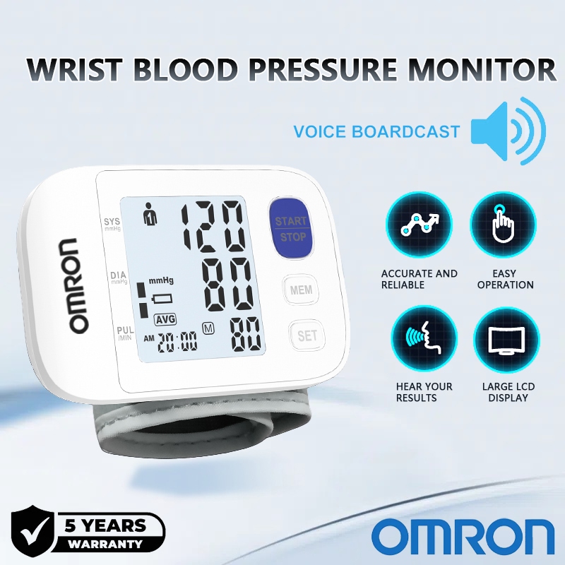 Omron Wrist Blood Pressure Monitor Digital BP Machine with Voice ...