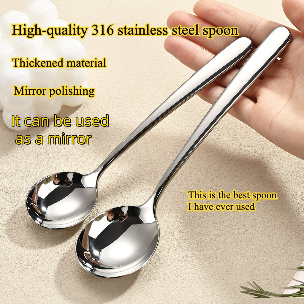 3pcs 316L Stainless Steel Spoon Uncoated Think spoon Mirror polish ...