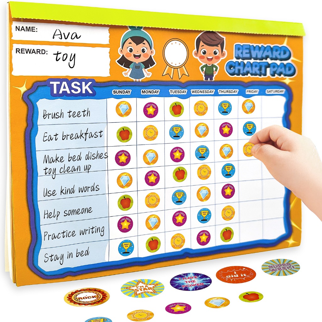 Behavior Reward Chart System - Pad with 26 Chore Charts for Kids, 8 ...