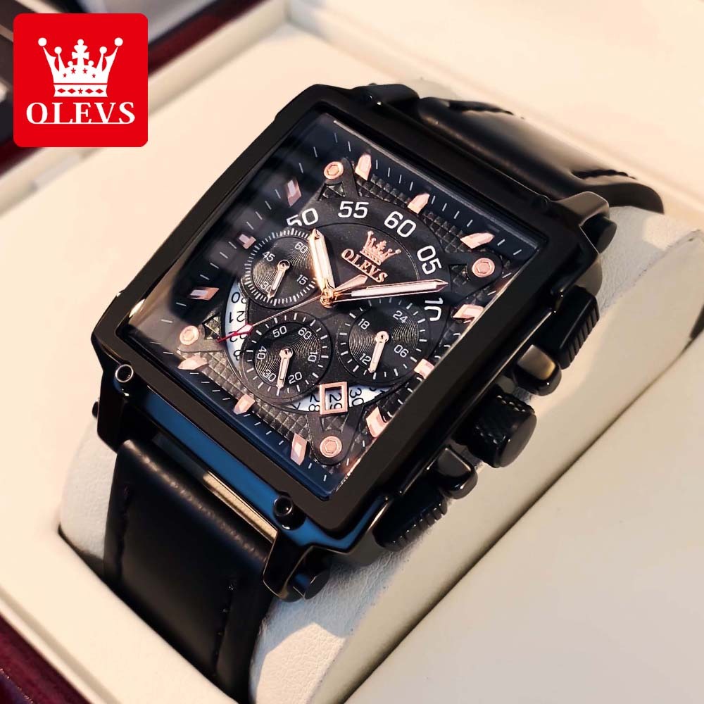 [Ready Stock]OLEVS Jam Tangan Lelaki Original Waterproof Quartz Leather ...