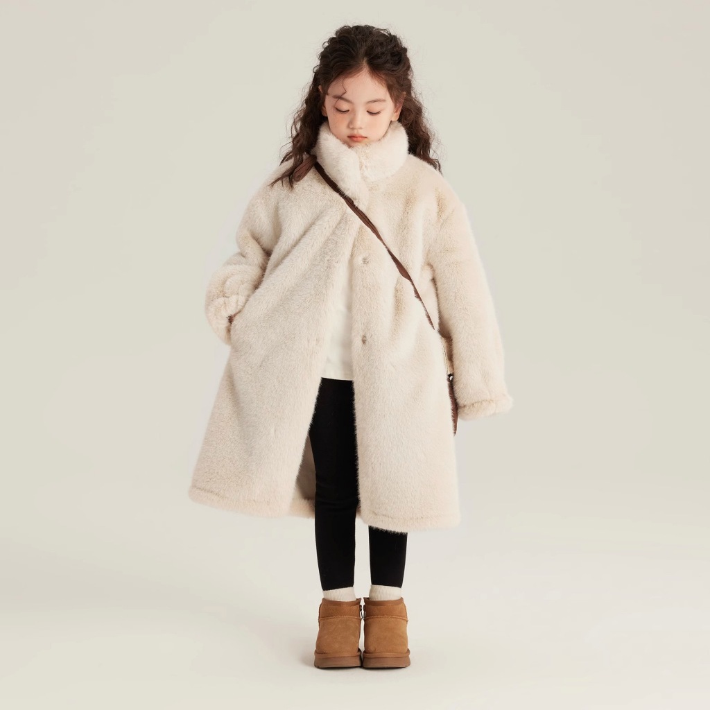 5-12 Years Winter Girls Plush Jacket Keep Warm Girls Princess Fur Coat ...