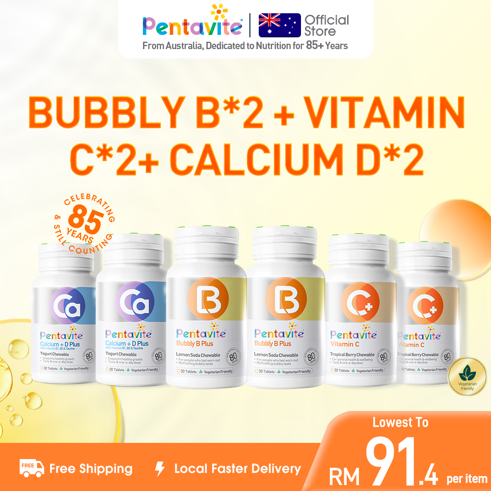 "Pentavite 6 Bottles Set (Bubbly B + Vitamin C + Calcium + D Plus ...