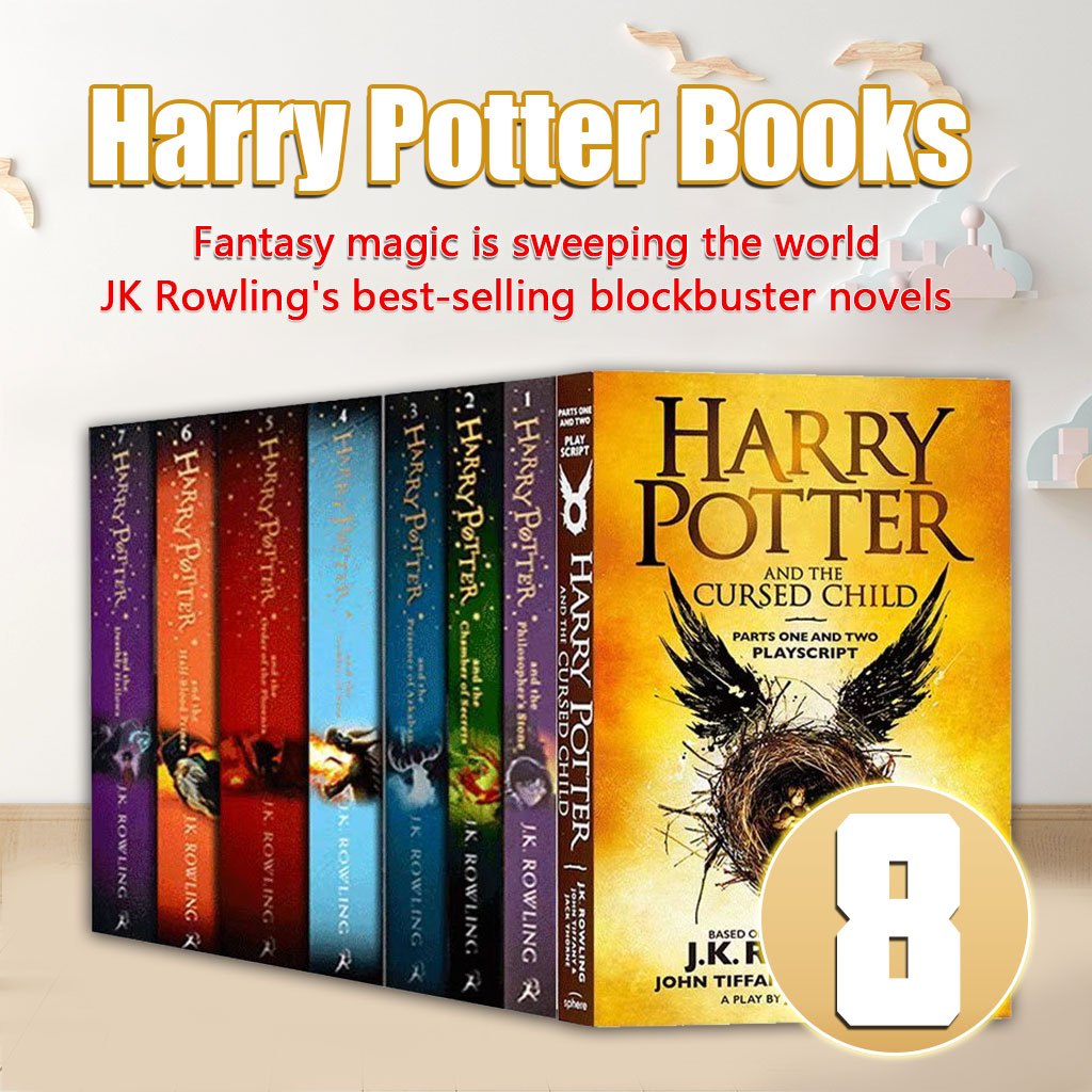 【8 Books】 Set Harry Potter English Novel Read Story Book Fiction Kids ...