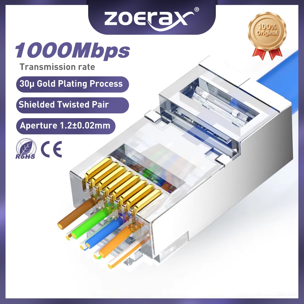ZoeRax Cat6 /CAT6A RJ45 Connector 8P8C Modular Ethernet Cable Head Plug ...