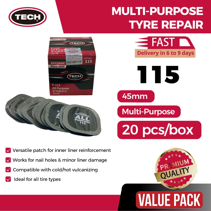 TECH Tyre Repair All Purpose Tire Patch 45mm Box of 20 All Purpose ...