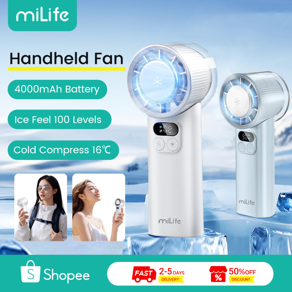 MiLife Portable Fan F2P Ice Feel 100 Levels Mini Fan Cooling Handheld ...