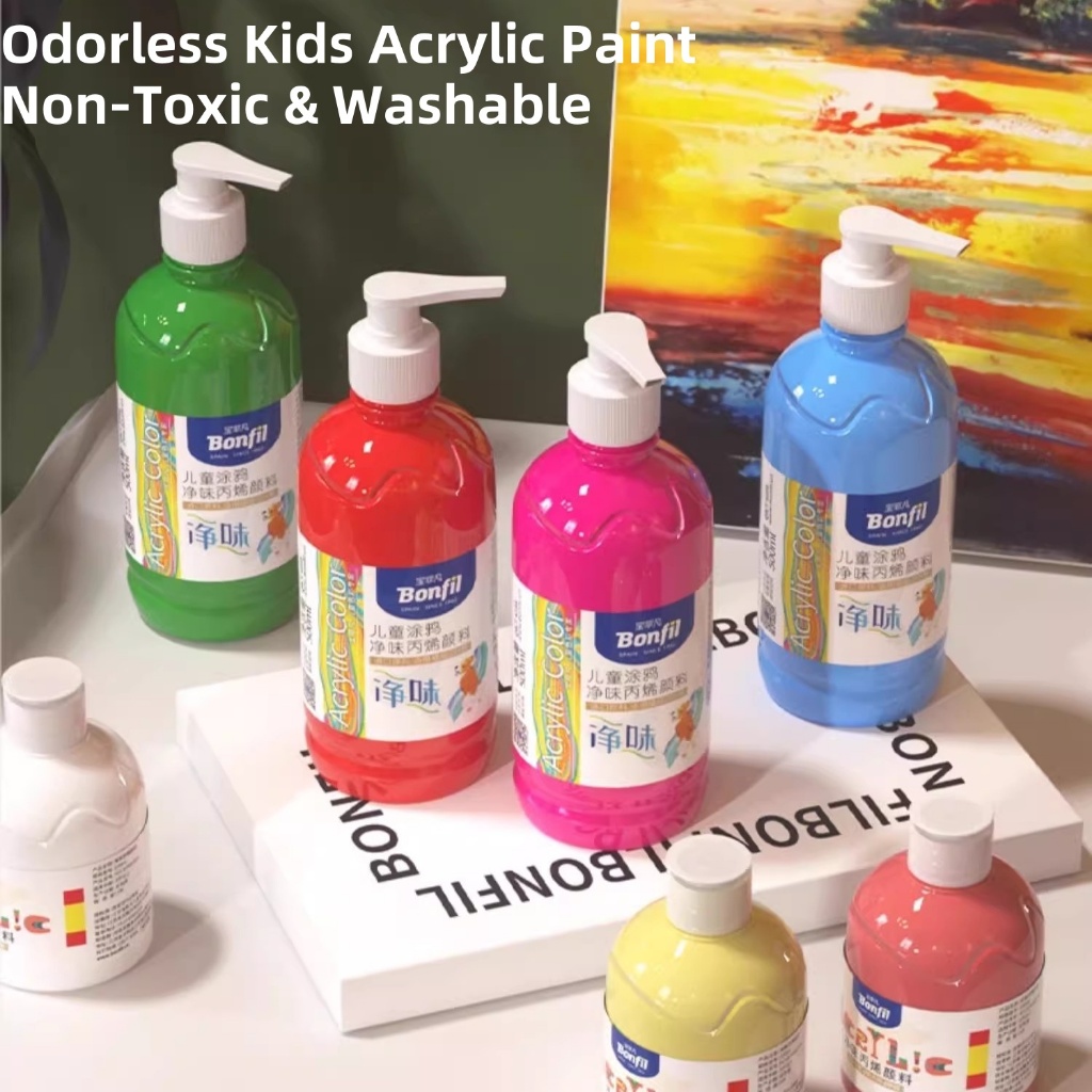 【Back-to-School Prep: Kids' Paint】Bonfil 500ml/250ml Children Odorless ...