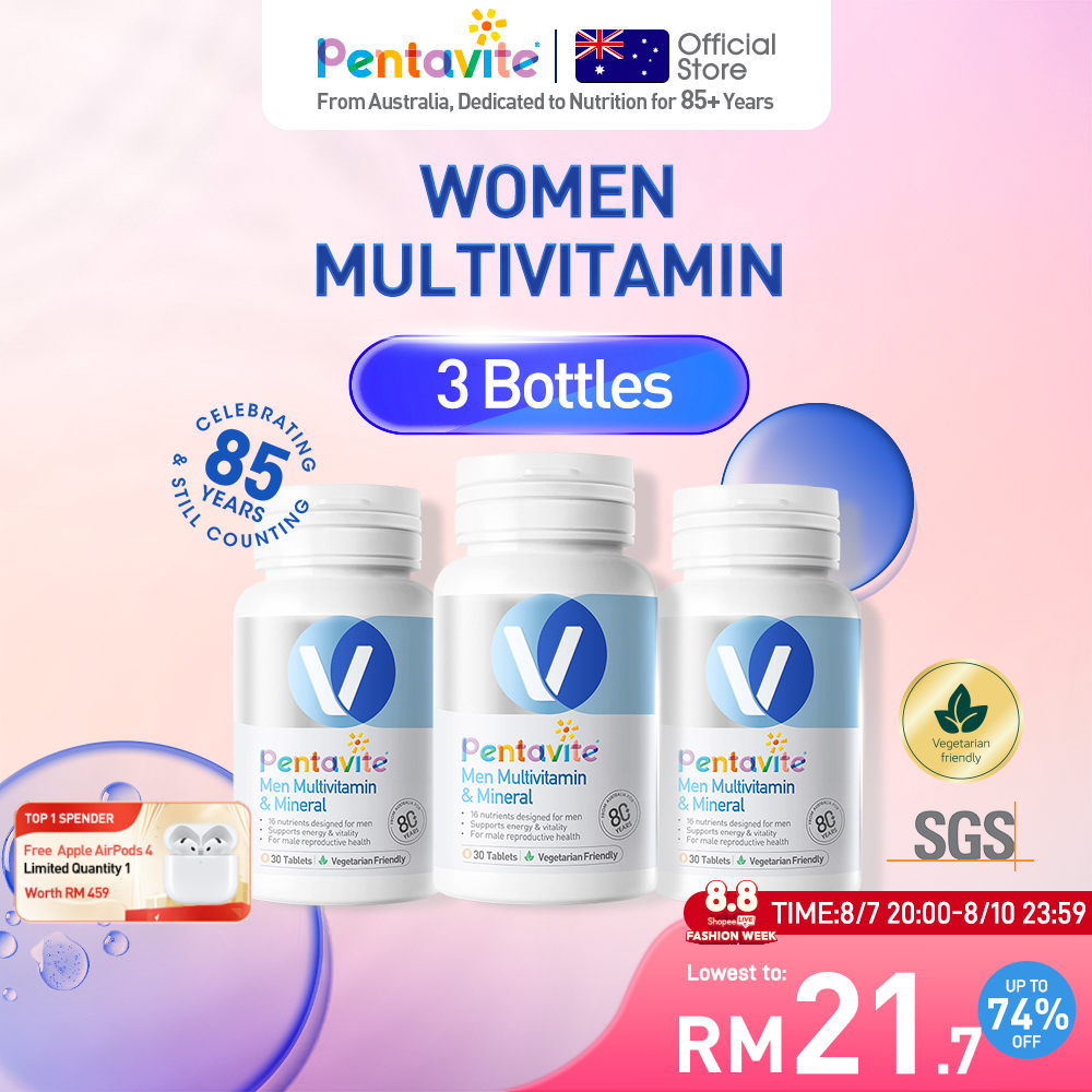 Pentavite Men Multivitamin 30 Tablets - 16-in-1 Formula! Taurine for ...