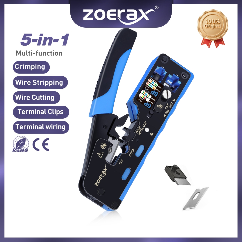 ZoeRax RJ45 Upgrade Cat7 Crimp Tool Ethernet Crimp Tool Wire Cutter ...