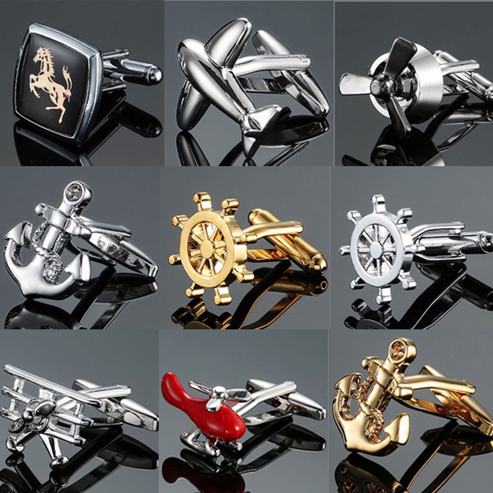 Luxury Shirt Cufflinks for Mens Punk Cuff Links Collar Pin Wedding Suit ...