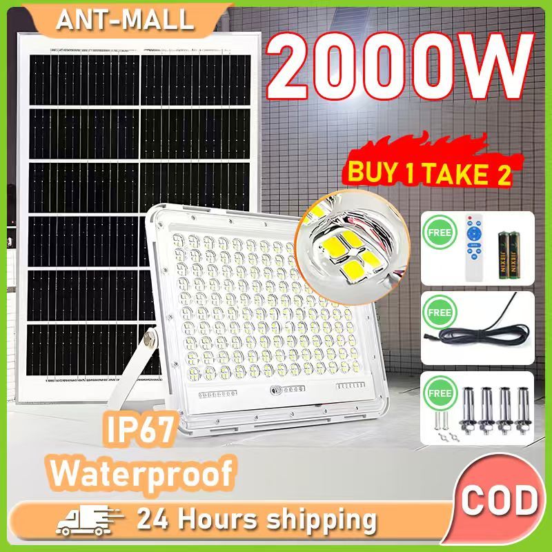 【BUY 1 TAKE 1】2000W Lampu solar light outdoor lighting Solar Spotlight ...