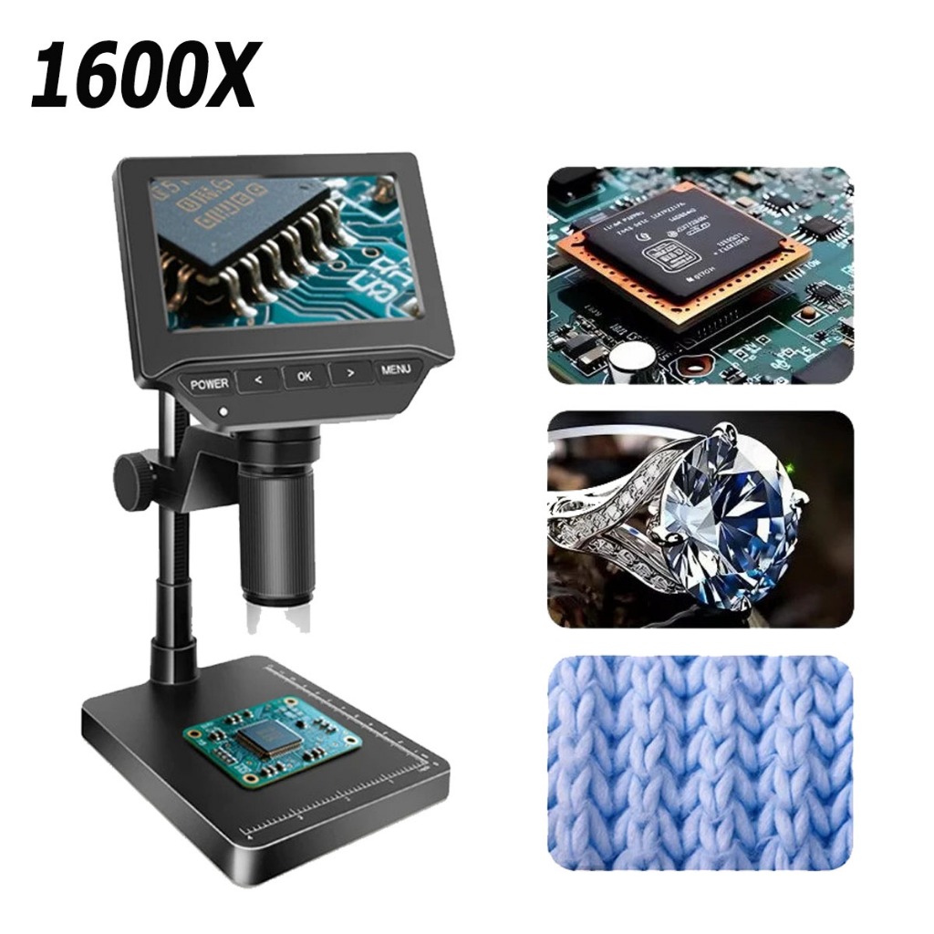 1600X Video Microscope 4.3 Inch Digital Microscope Weighing LED Light ...