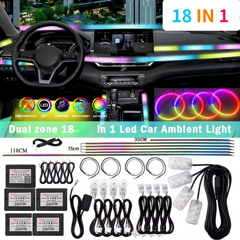 [Luxury Decorative Atmosphere Light] 18 IN 1 Car Interior Ambient Light ...