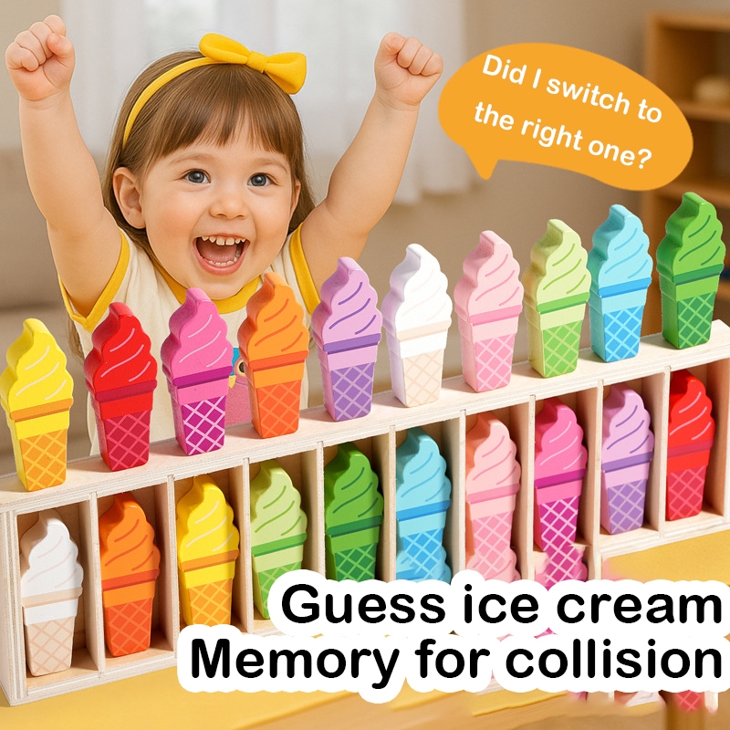 Wooden Multiplayer Ice Cream Color Matching Game Memory Interaction Fun ...