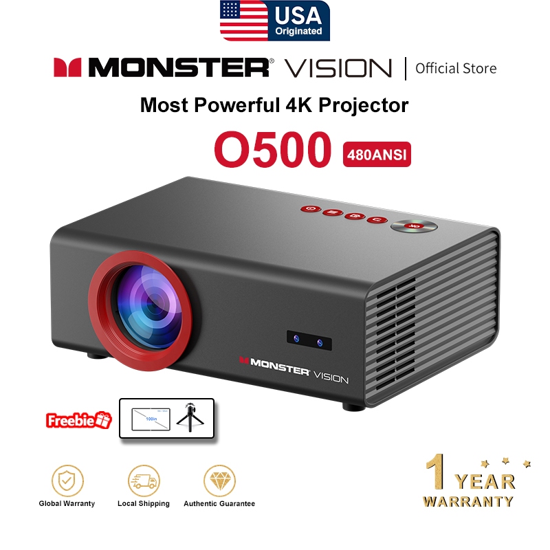 MONSTER O500 Android 1080P Full HD Projector Home Cinema 4K Decoding ...