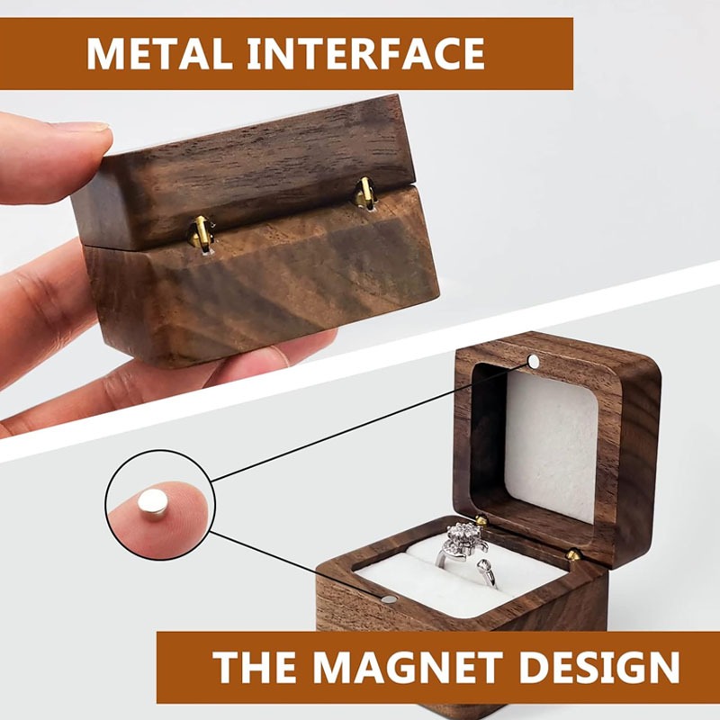 Free Engraving Walnut Wooden Ring Box Personalized Wedding Anniversary ...