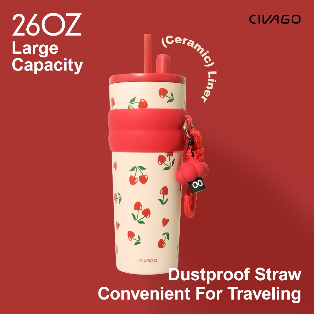 CIVAGO（26oz/780ml）Ceramic liner Stainless Steel Coffee Mug With Lid ...