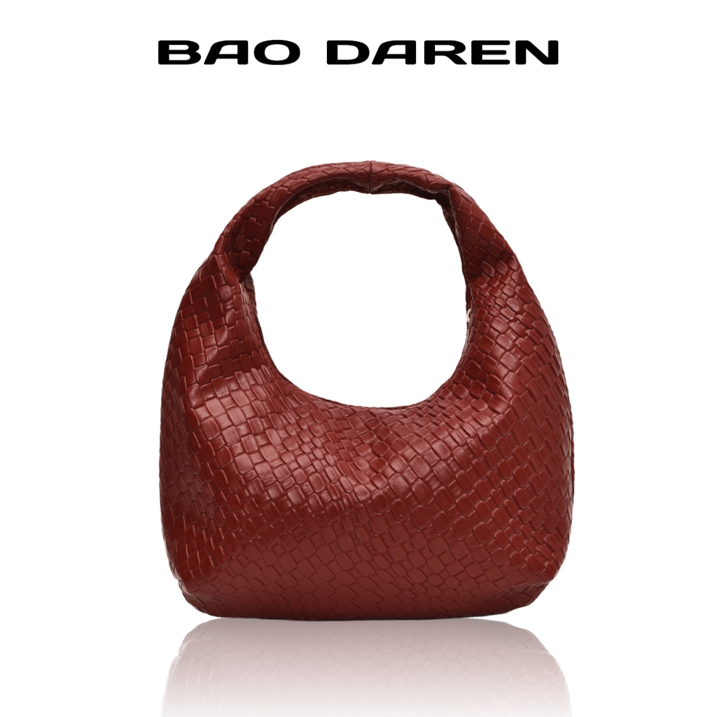 Beg kulit Burgundy Woven Bag PU Leather Messenger Bag Fashion Solid ...