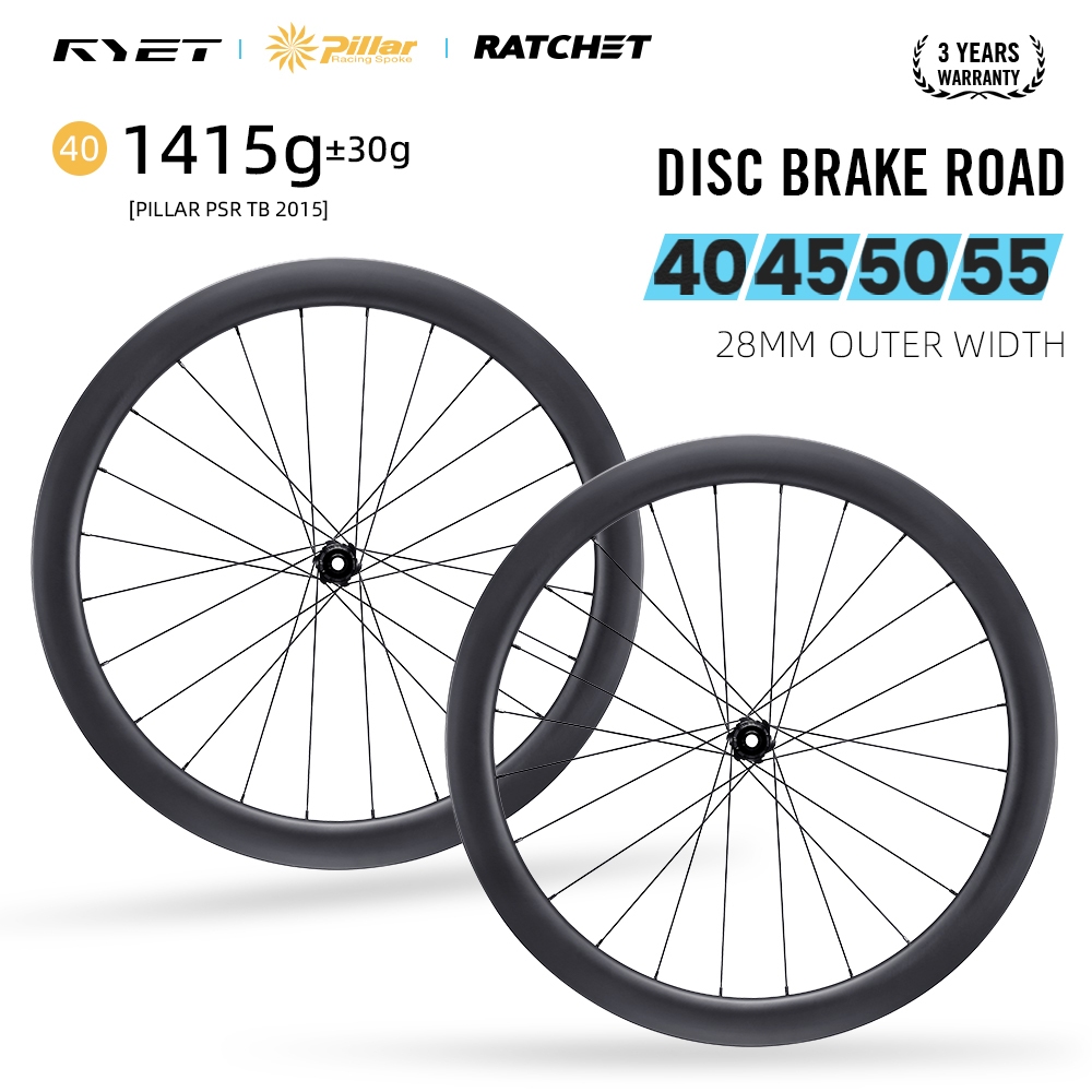 RYET Premium Ceramic Bearing Carbon Road Wheelset Disc Brake 700c with ...