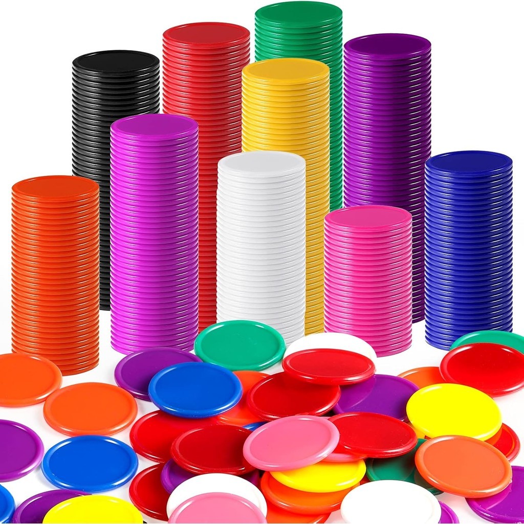 Jumbo Size 37mm Kit of 50/ 100 Colorful Plastic Chips Coins with No ...