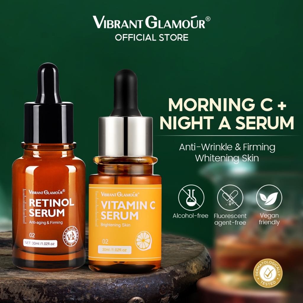 VIBRANT GLAMOUR Morning C & Night A Facial Serum Vitamin C Whitening ...