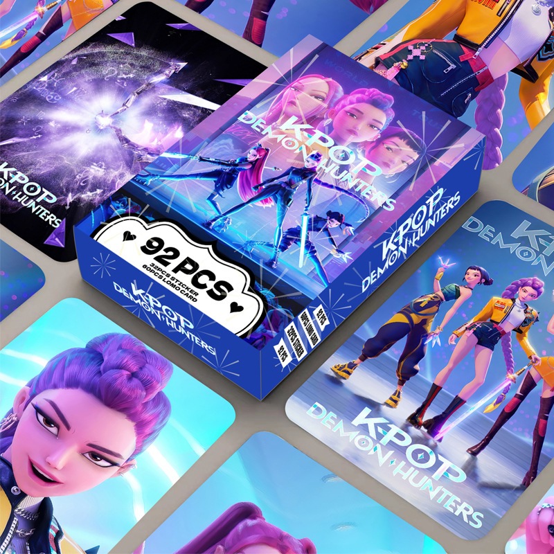 92PCS Kpop Demon Hunters Photocards Stickers Set Rumi Jinu Derpy Tiger Saja Boys Lomo Cards ...