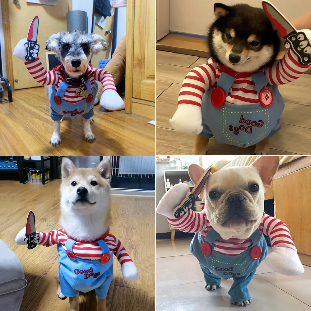 Funny Dog Horror Movie Clothes Sweatshirt Set Cosplay Chucky Pet ...