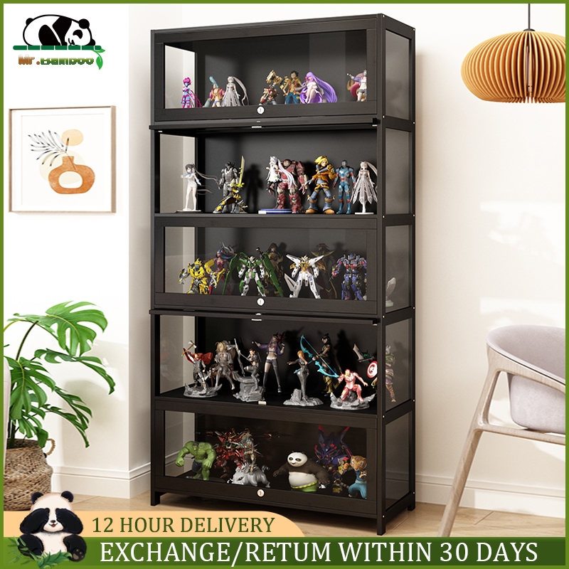 【Lifetime Warranty】Display Cabinet Transparent Glass Acrylic With light ...