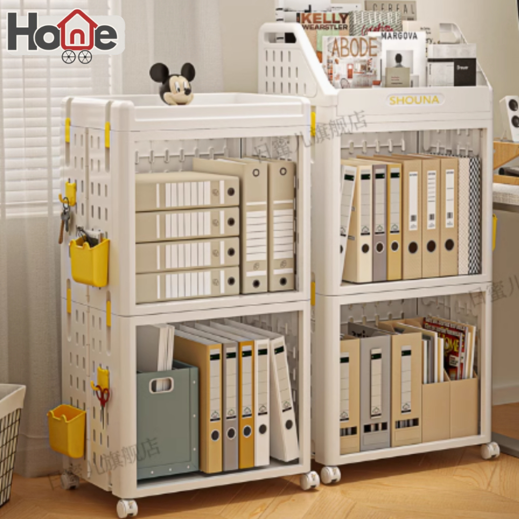 Foldable 1-7 Tier Office Trolley Cart A4 File Organizer + PP Plastic ...