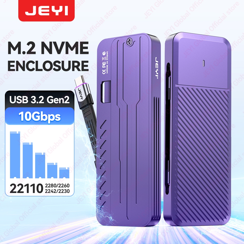 JEYI 22110 M.2 NVME NGFF Enclosure, USB 3.2 Gen2 Type-C 10Gbps SSD Case ...