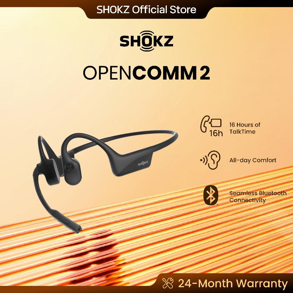 SHOKZ C120 OpenComm 2 Wireless Bone Conduction Headsets with Noise ...