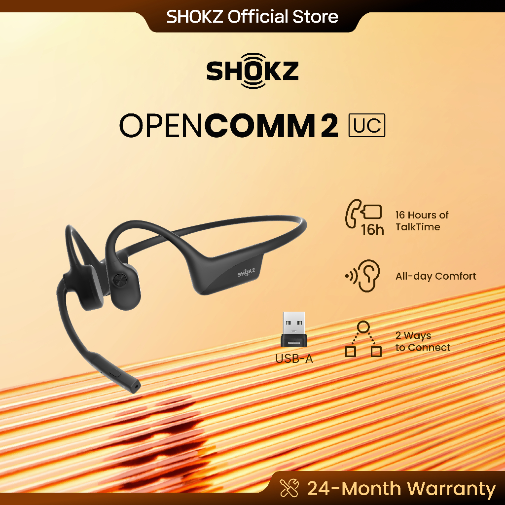 SHOKZ C120 OpenComm2 UC Wireless Bone Conduction Headphones with USB-A ...