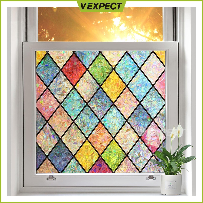 Decorative Stained Window Sticker, Rainbow Glass Sticker for Window ...