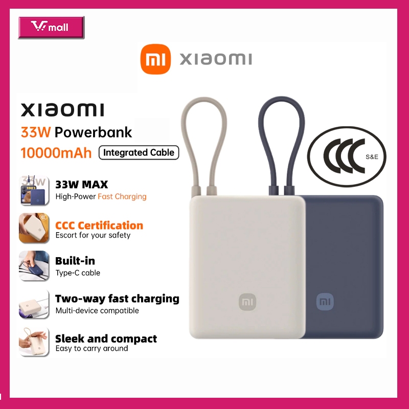 Xiaomi Power Bank 3C Certified 10000mAh 33W (Built-in Cable) Pocket size Fast Charging Powerbank ...