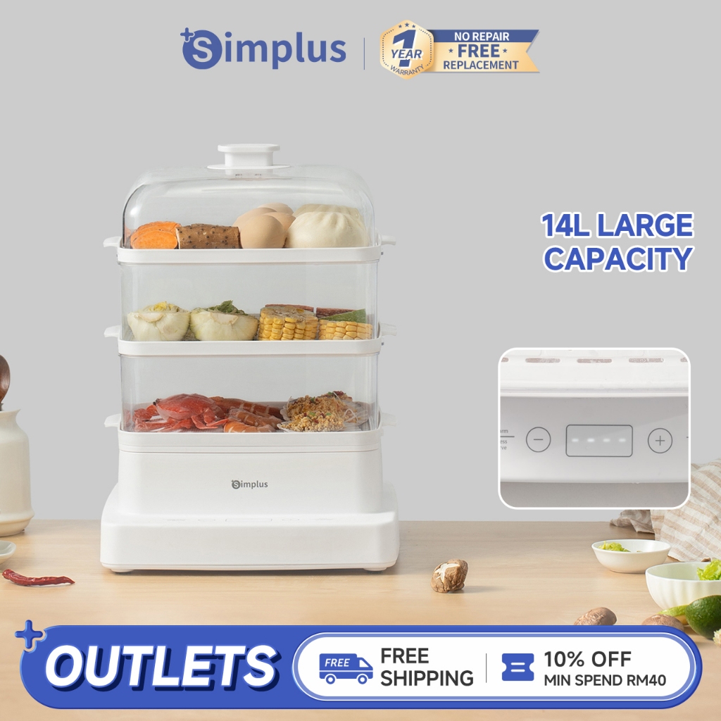 Simplus Electric Food Steamer | 3-Tier 14L Capacity | 1200W High Power ...