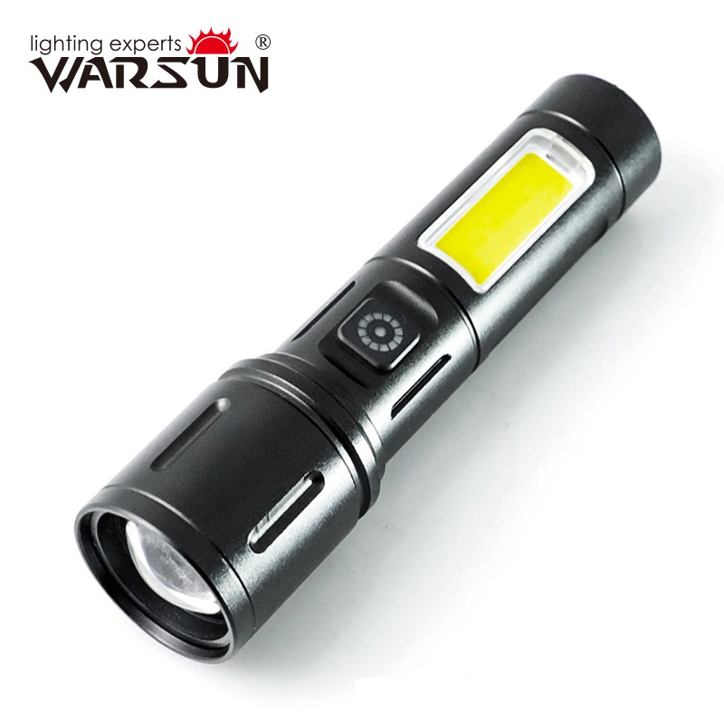 WARSUN 603 Rechargeable Super Bright Waterproof Zoomable LED Flashlight ...