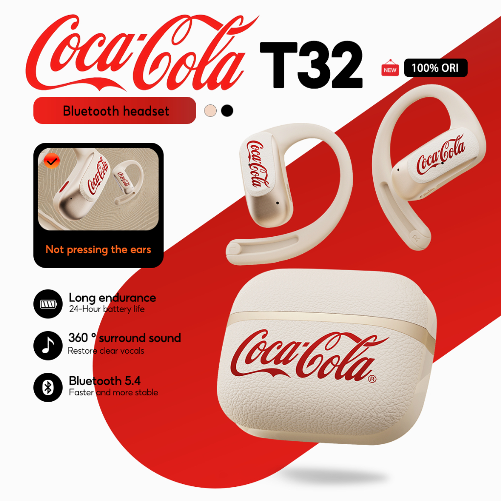 Coca-Cola earbuds T32 OWS Bluetooth 5.4 earphones Lightweight and ...