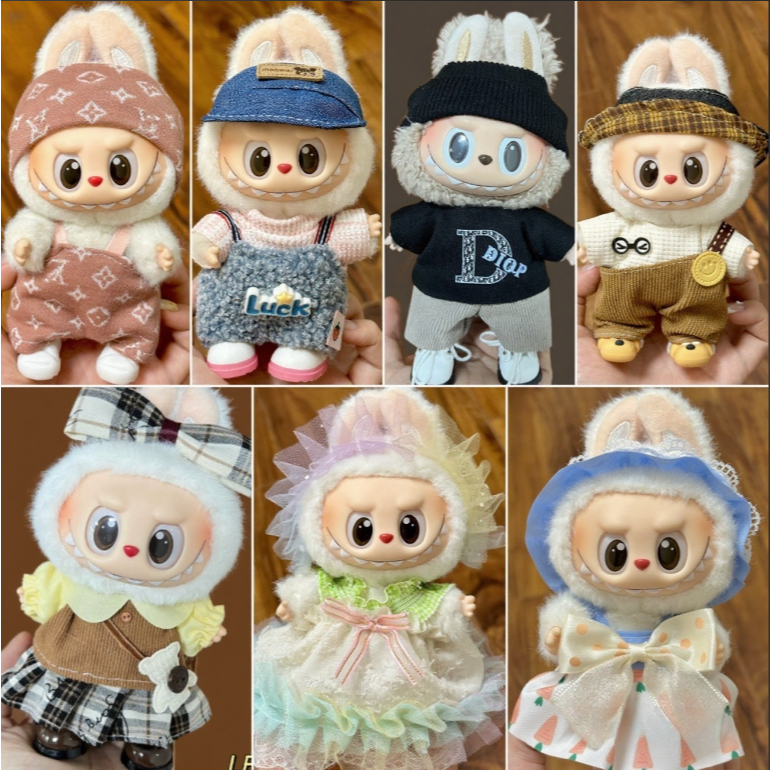 Labubu clothes hat bag shoes for 15cm 17cm labubu clothes sitting ...