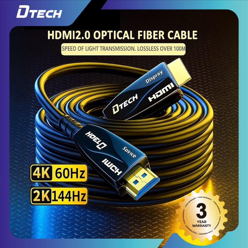 DTECH HDMI Fiber Optic Cable 4K 60Hz 2.0 HDCP2.2 High Speed 18Gbps for ...