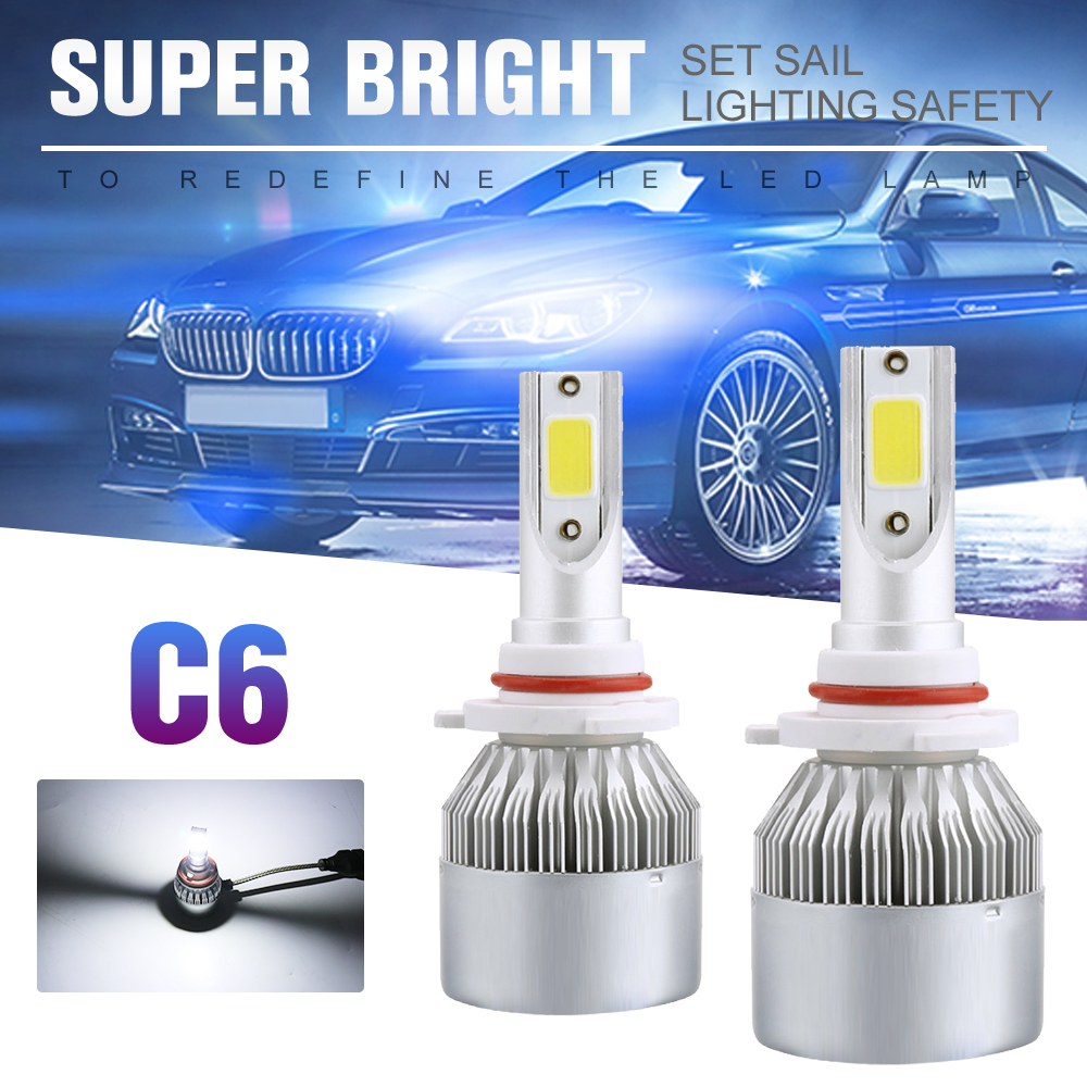 C6 LED Headlights H4 H7 H11 9005 9006 2PCS with 12000LM High Low Beam ...