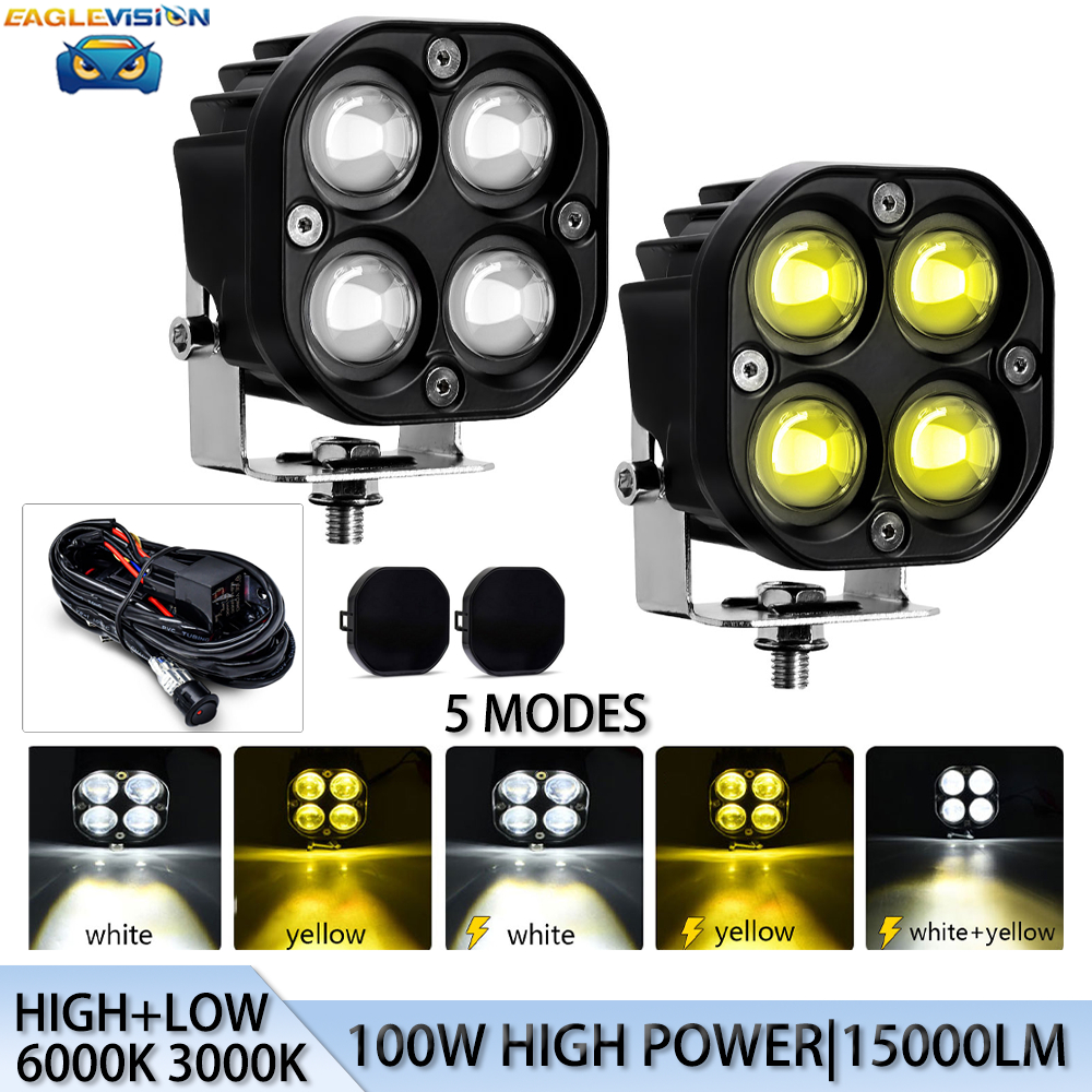 【EAGLEVISION】3 inch 4 eyed motorcycle lens spotlight (2 lines and five ...